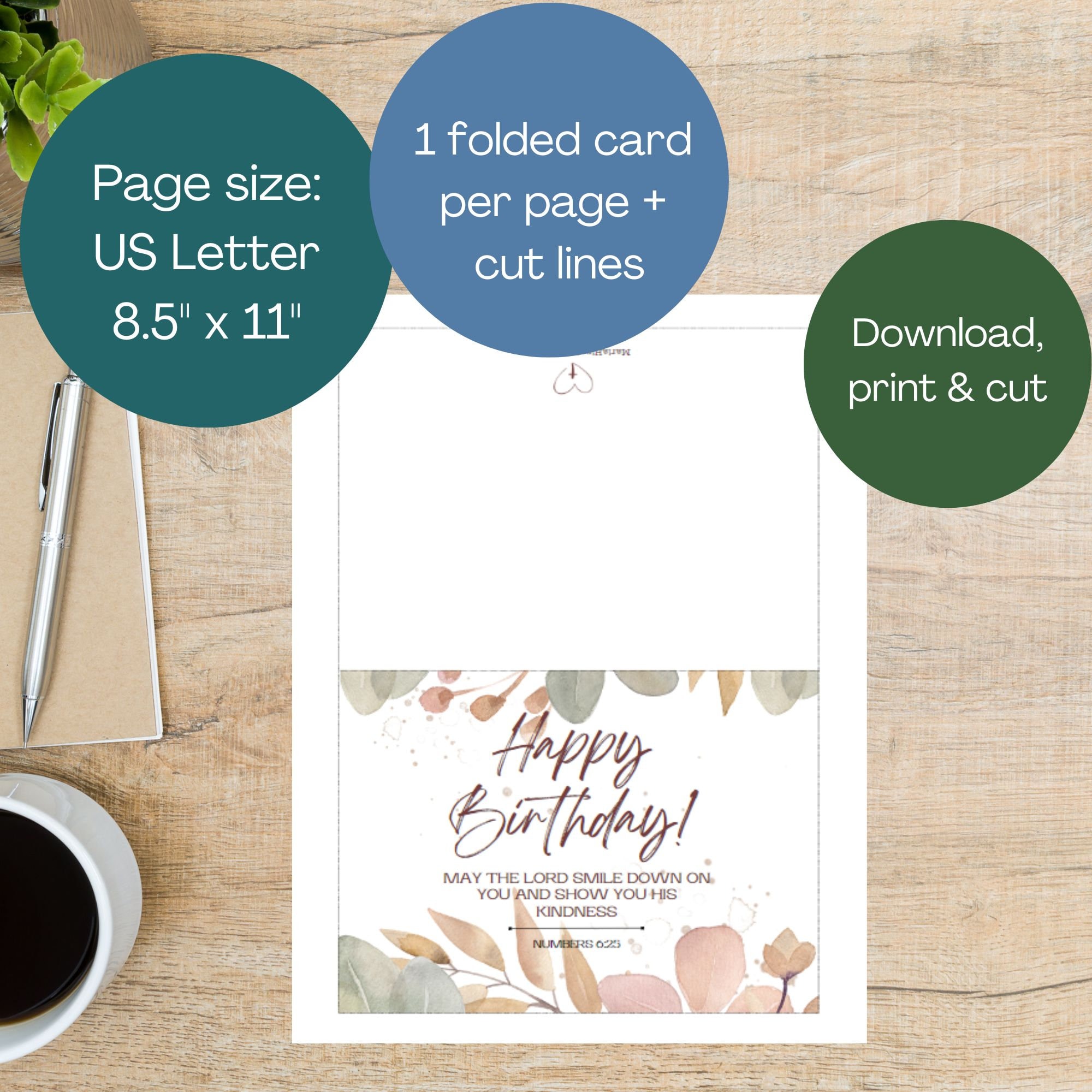 Printable Scripture Birthday Cards, Set of 4 Greeting Cards, Christian ...