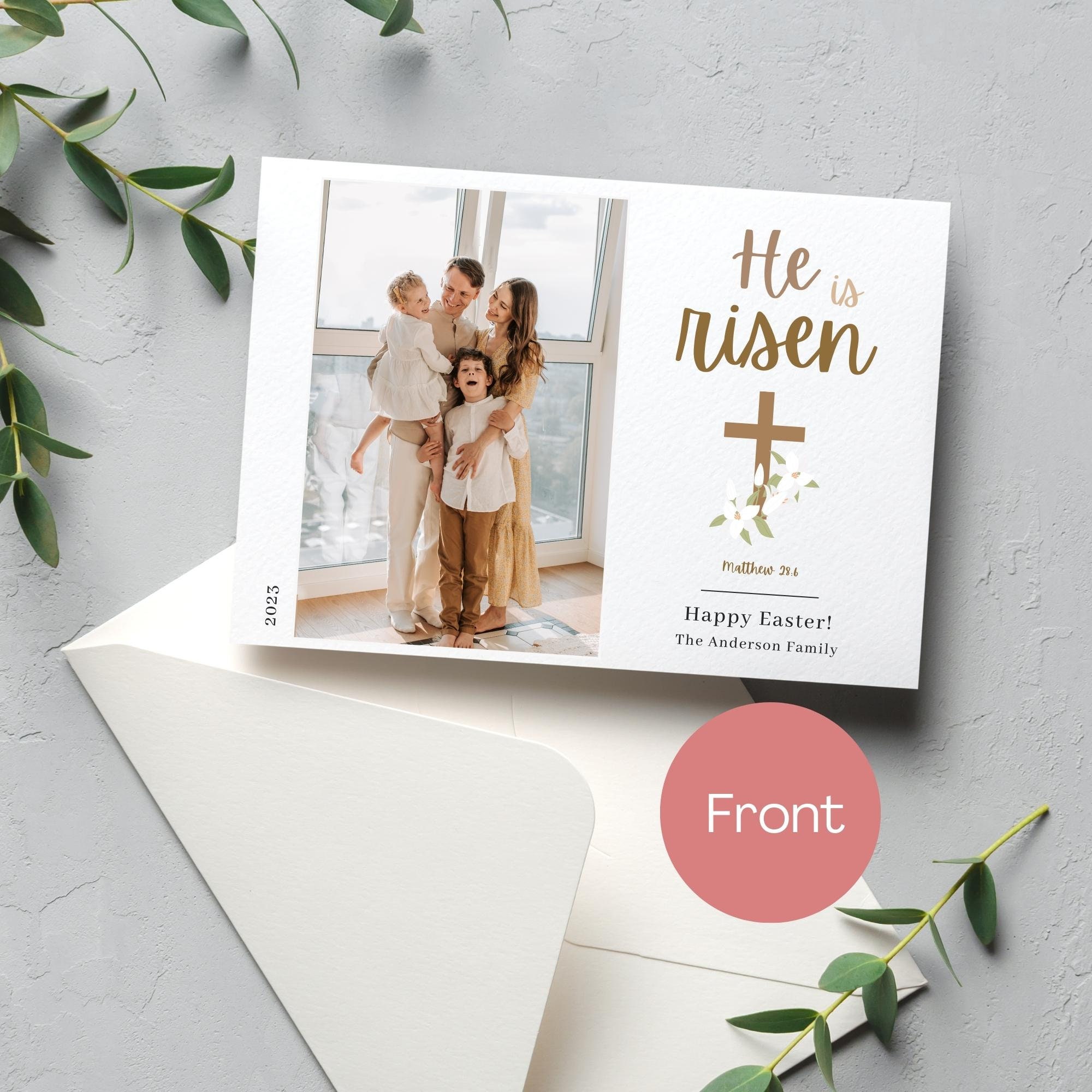 Printable Easter Family Photo Card: Editable Canva Template (7x5) - Etsy