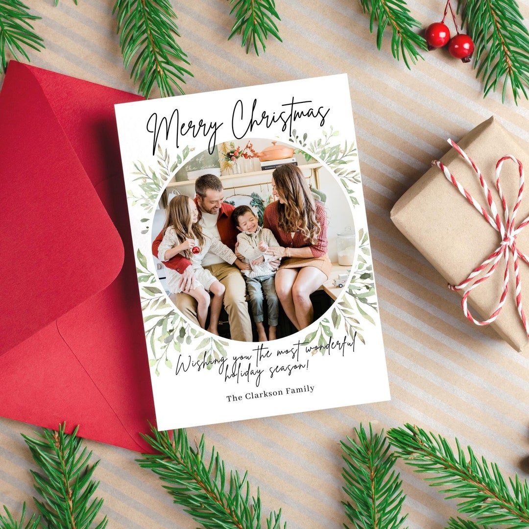 Merry Christmas Card Editable Template With Picture, Happy Holidays ...