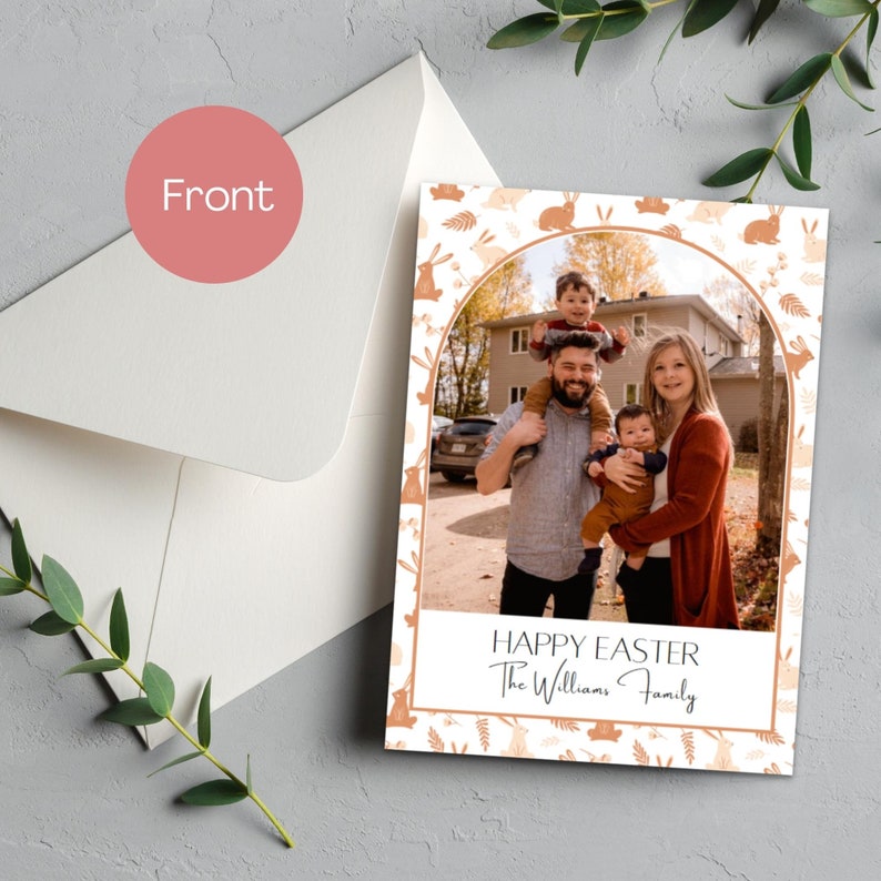 Printable Easter Family Card With Photo, Editable Easter Greeting Card ...