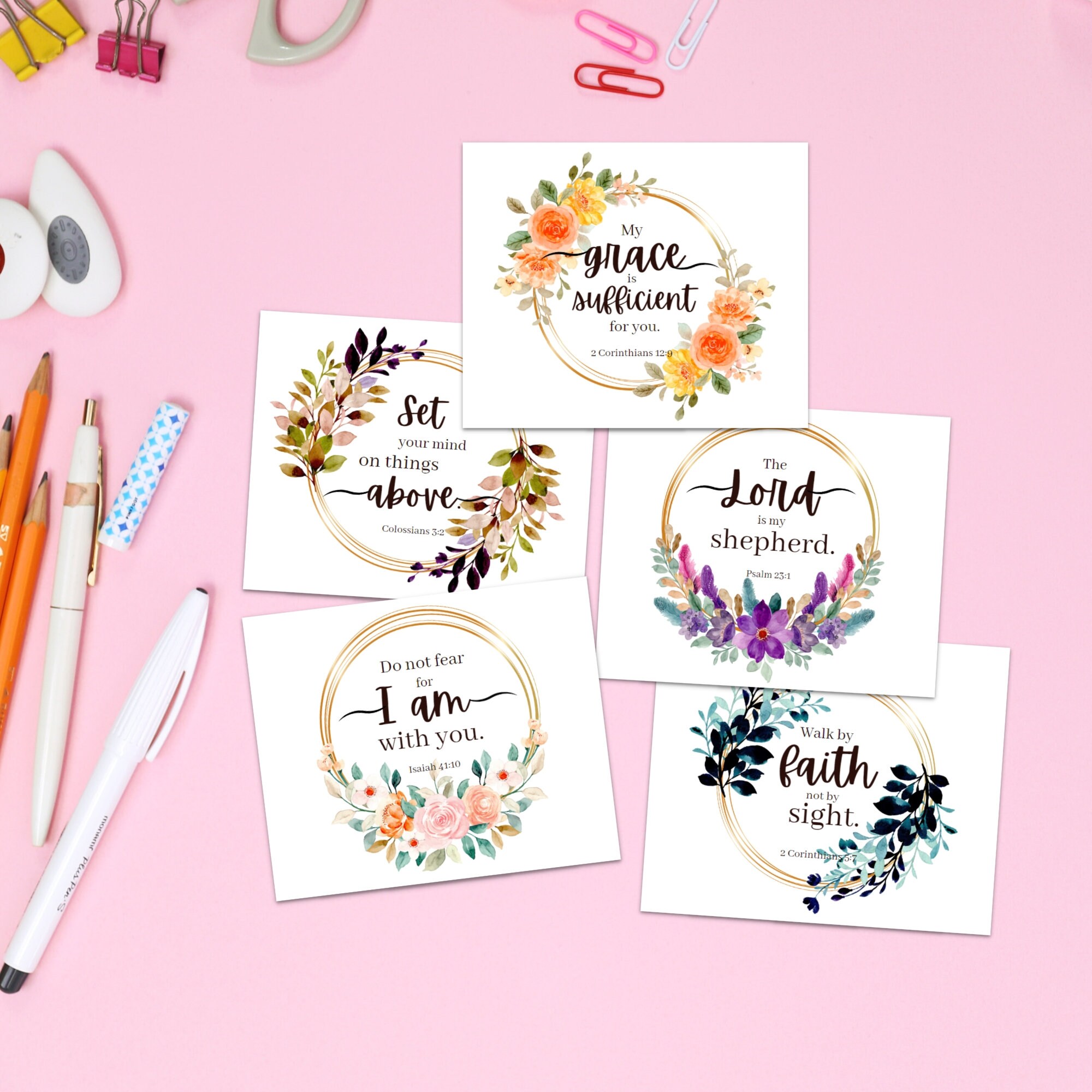 Set of 5 Printable Scripture Greeting Cards Greeting Cards - Etsy