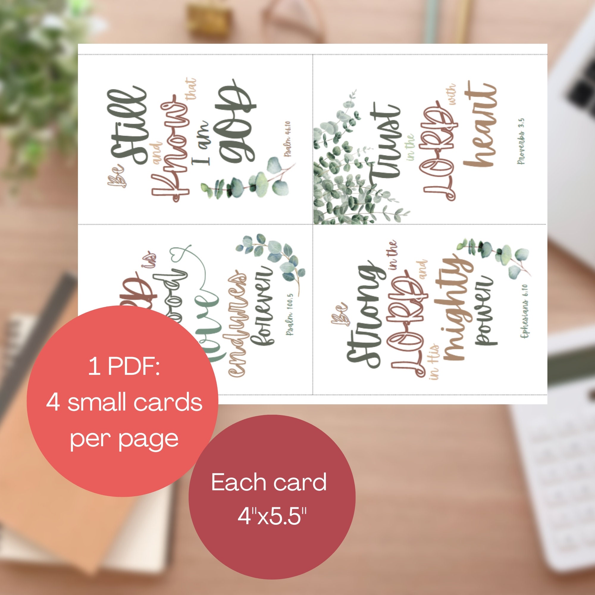 Set of 4 Printable Scripture Greeting Cards, Greeting Cards, Christian ...