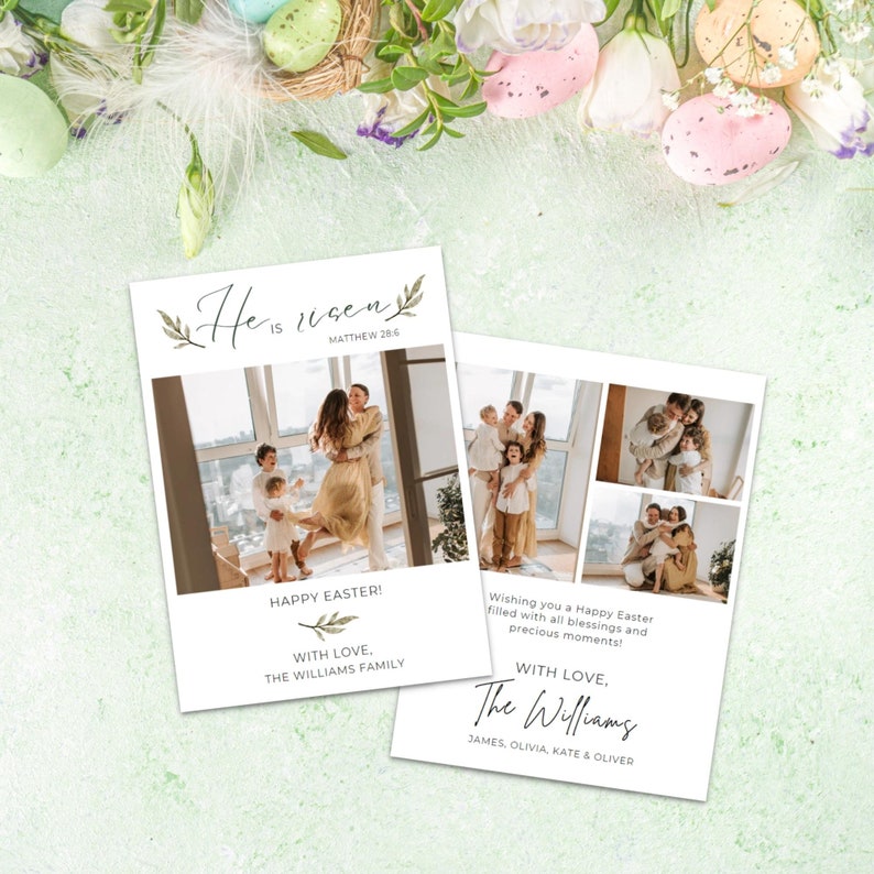 Printable Easter Family Card With Photo, Editable Easter Greeting Card ...