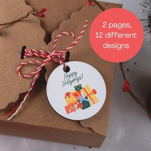 Christmas Gift Tags Printable, Christmas Greetings, Simple Minimalist 3 ...