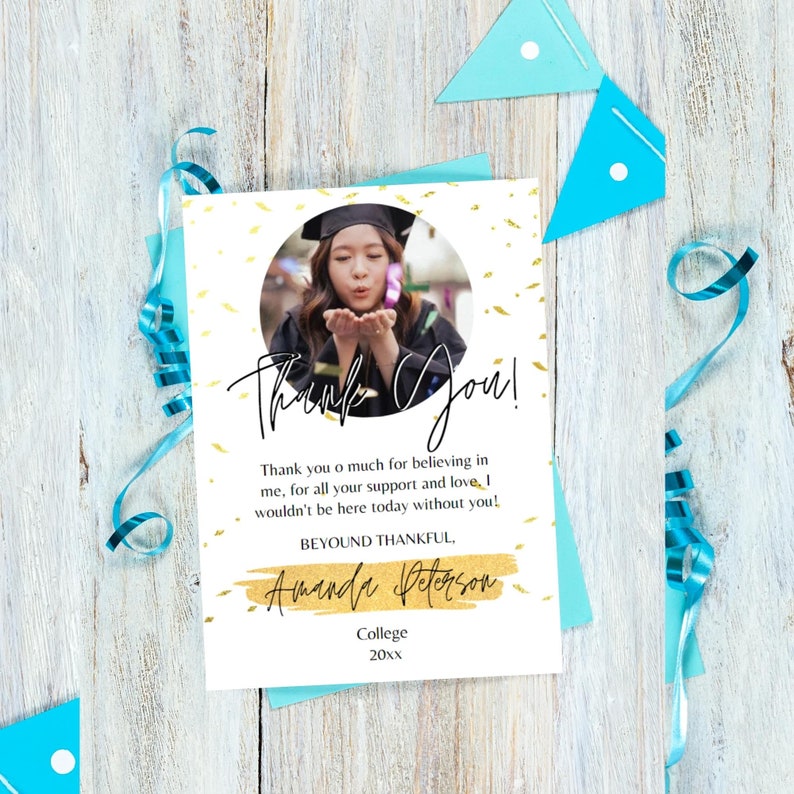 Graduation Thank You Card Template, Personalized Graduation Card With ...