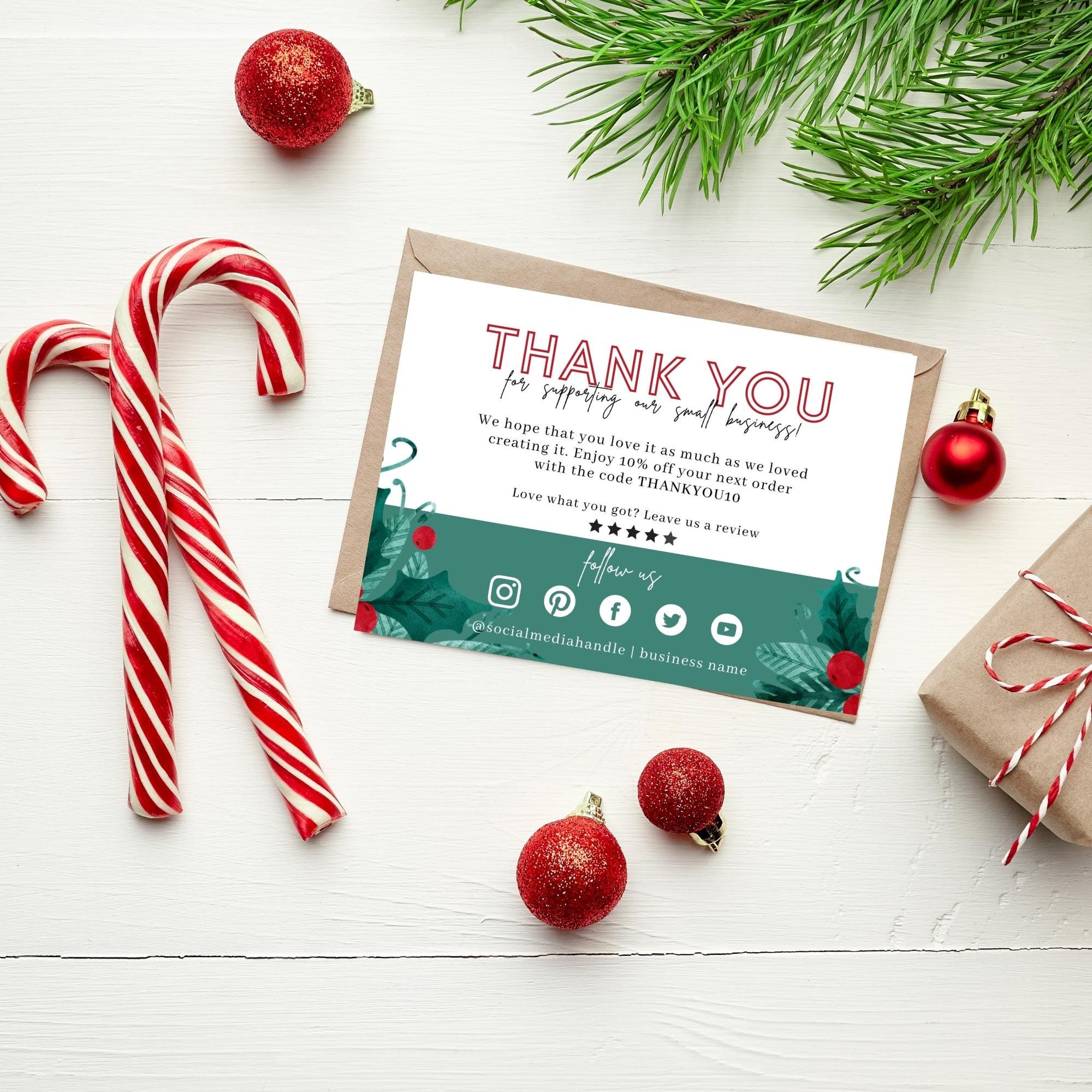 Holiday Business Thank You Card, Christmas Business Card Template ...