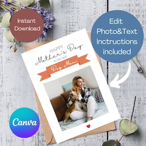 Editable Dog Mothers Day Card With Photo, Card for Dog Mom, Dog Mothers ...