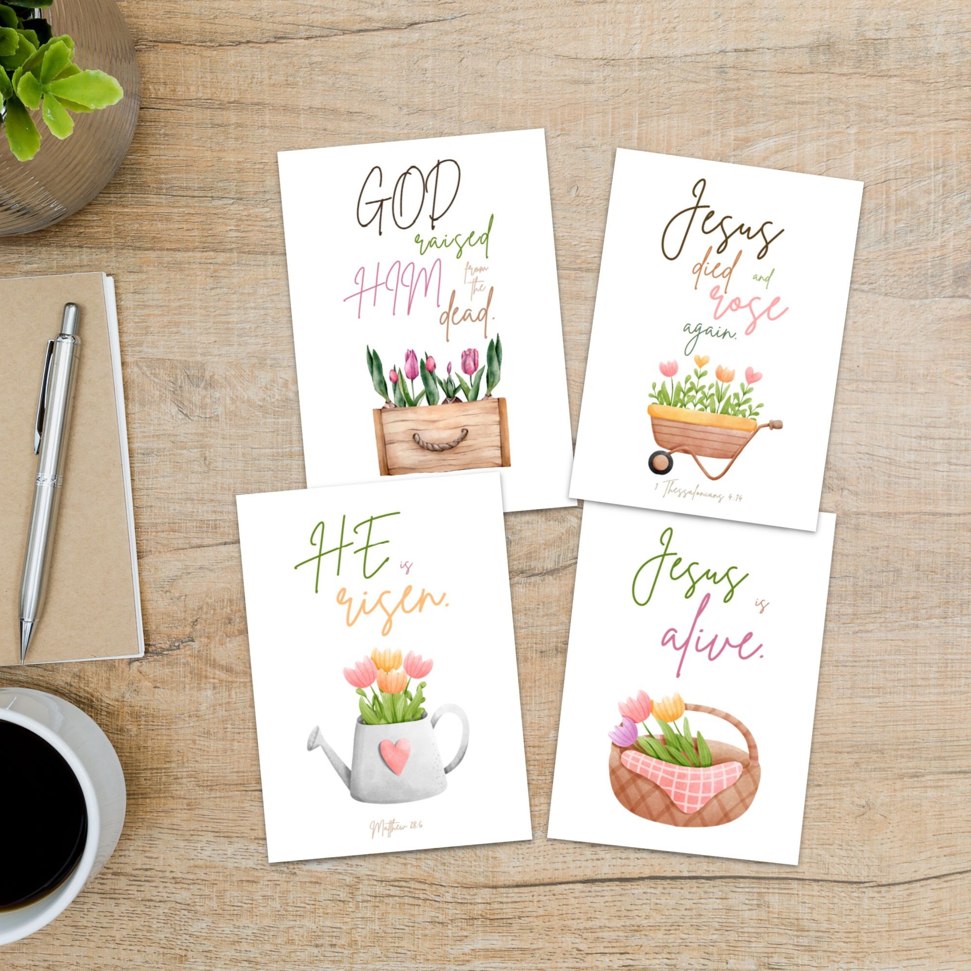 Set of 4 Scripture Easter Cards, Printable Cards, Christian Easter ...