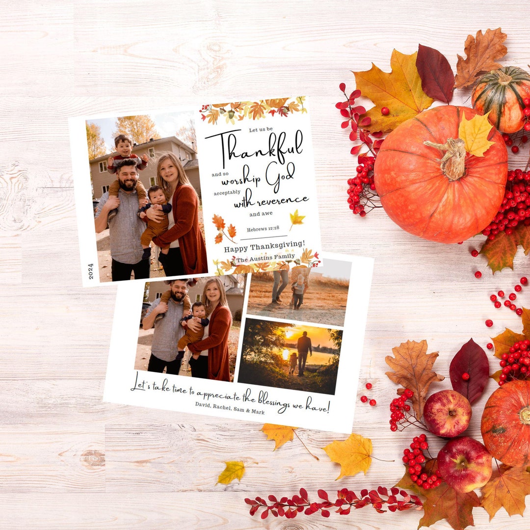Editable Christian Thanksgiving Card With Photo, Religious Thanksgiving ...