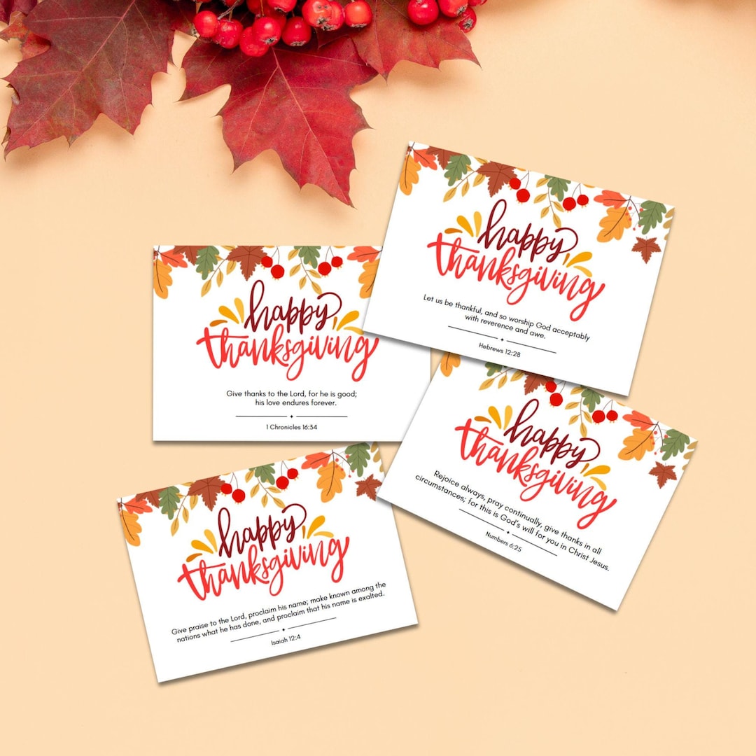 Thanksgiving Printable Scripture Cards, Greeting Cards, Christian Bible ...