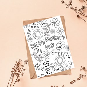Printable Mother's Day Coloring Card: Floral Design (digital Download ...