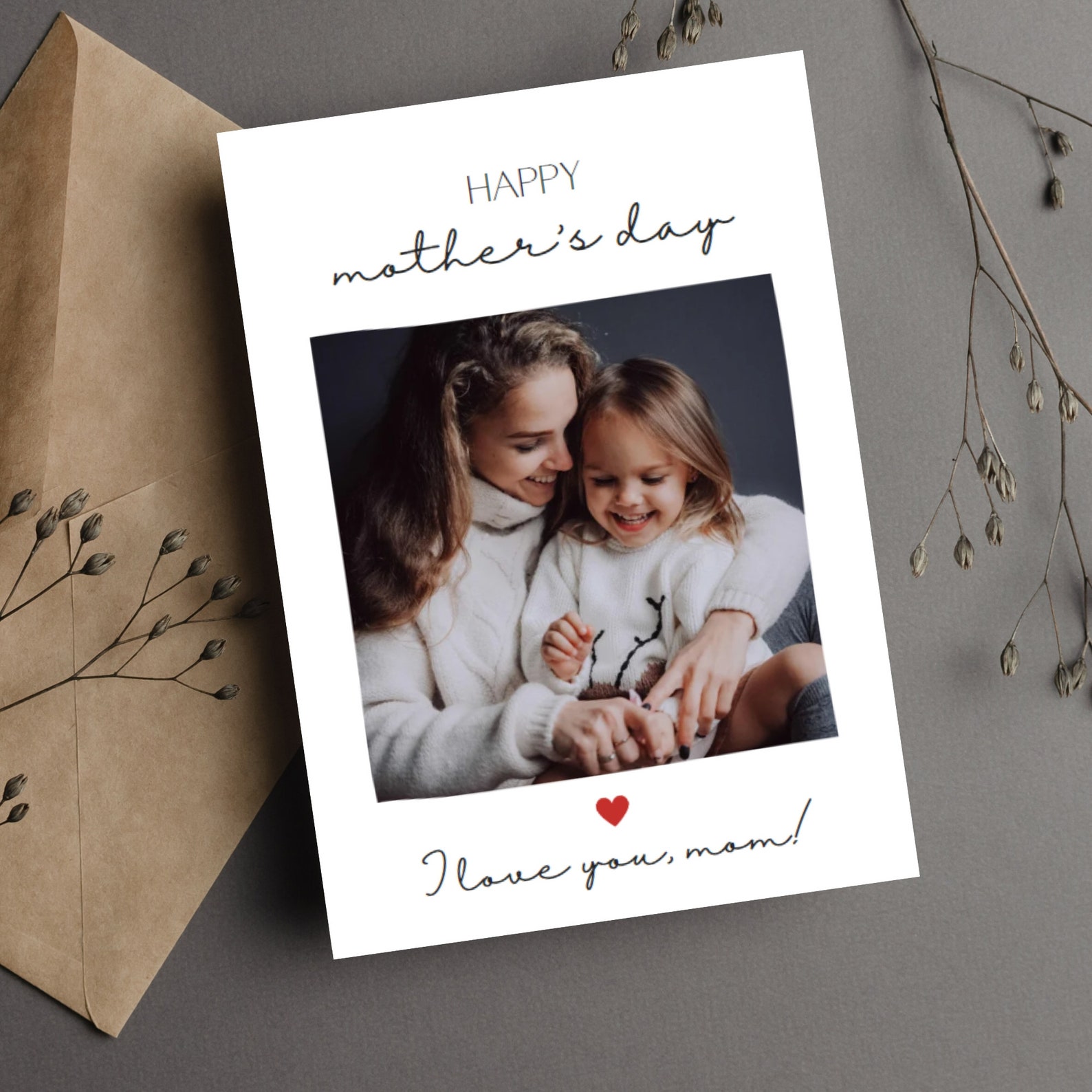 Editable Mothers Day Card With Photo Card for Mom for - Etsy