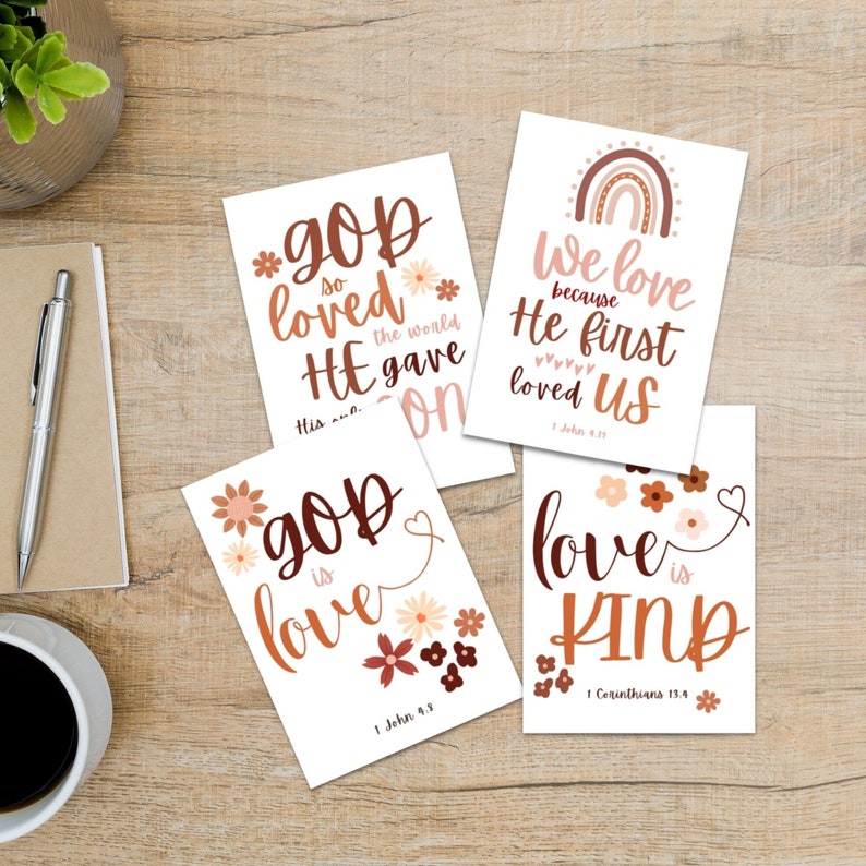 Set of 4 Printable Scripture Valentine Cards, Christian Valentine Cards ...