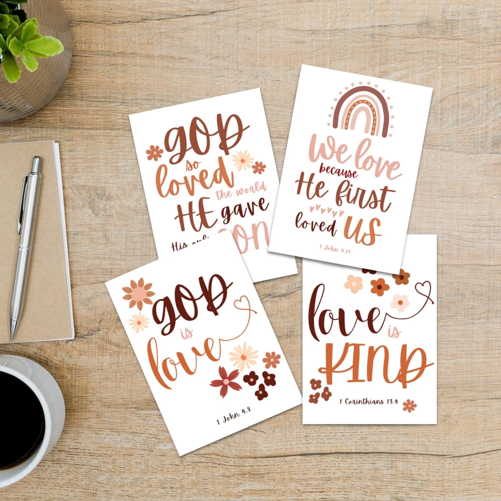 Set of 4 Printable Scripture Valentine Cards, Christian Valentine Cards ...