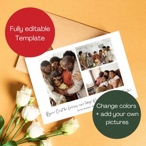 Printable Easter Family Card With Photo, Editable Easter Greeting Card ...