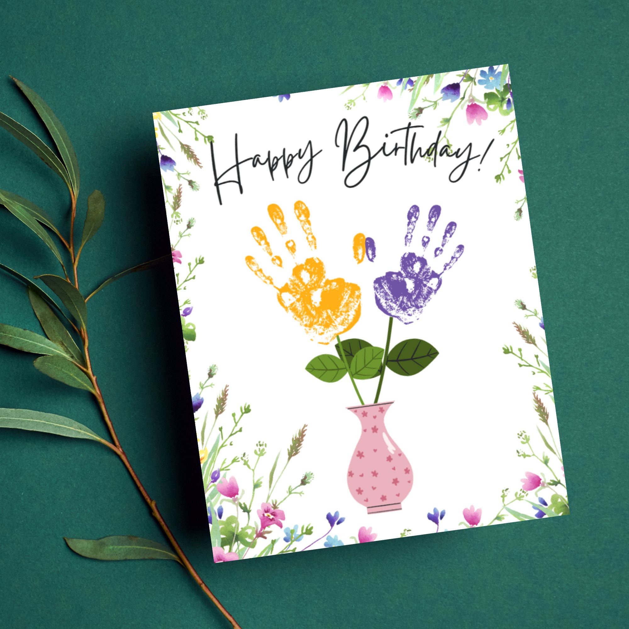 Printable Happy Birthday Handprint Craft, Handmade Birthday Craft for ...