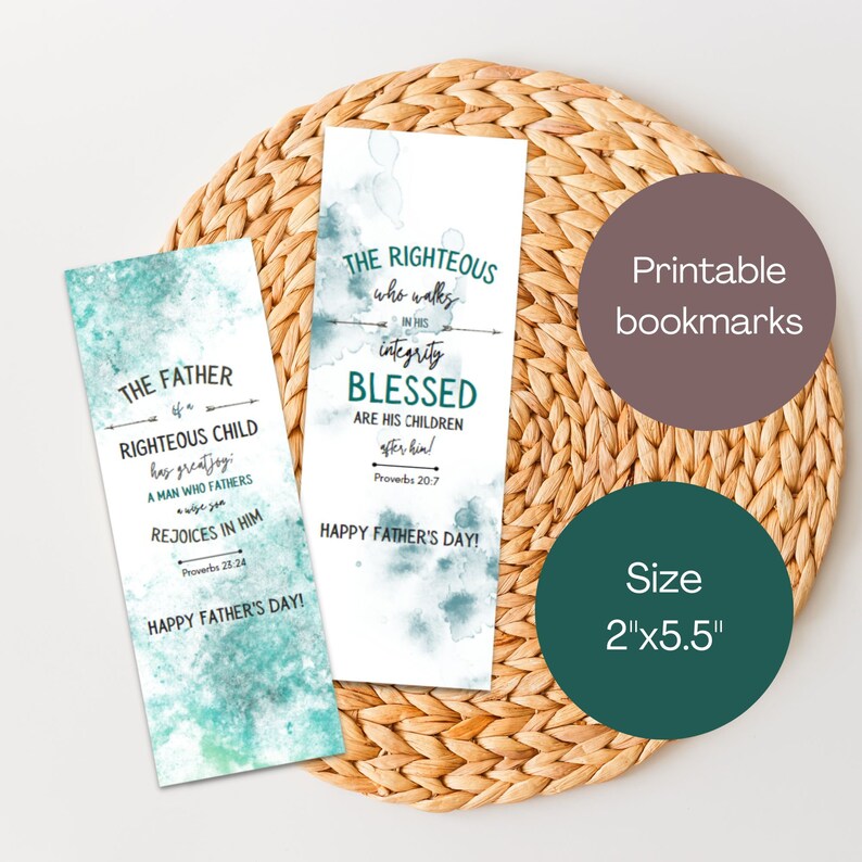Scripture Father's Day Bookmarks: Christian Bible Verse Tags (digital ...