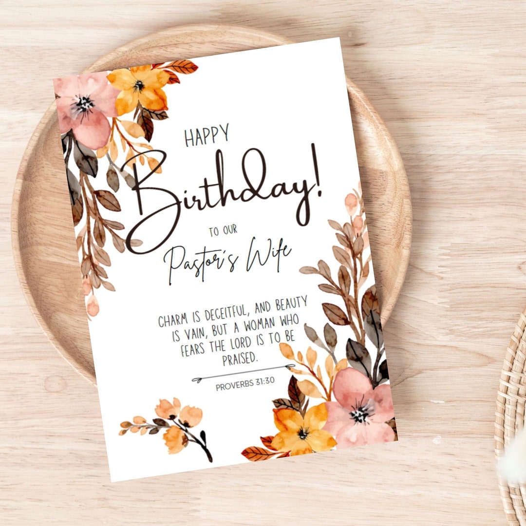 Printable Birthday Card for Pastor's Wife, Scripture Birthday Card for Church Pastors Wife ...