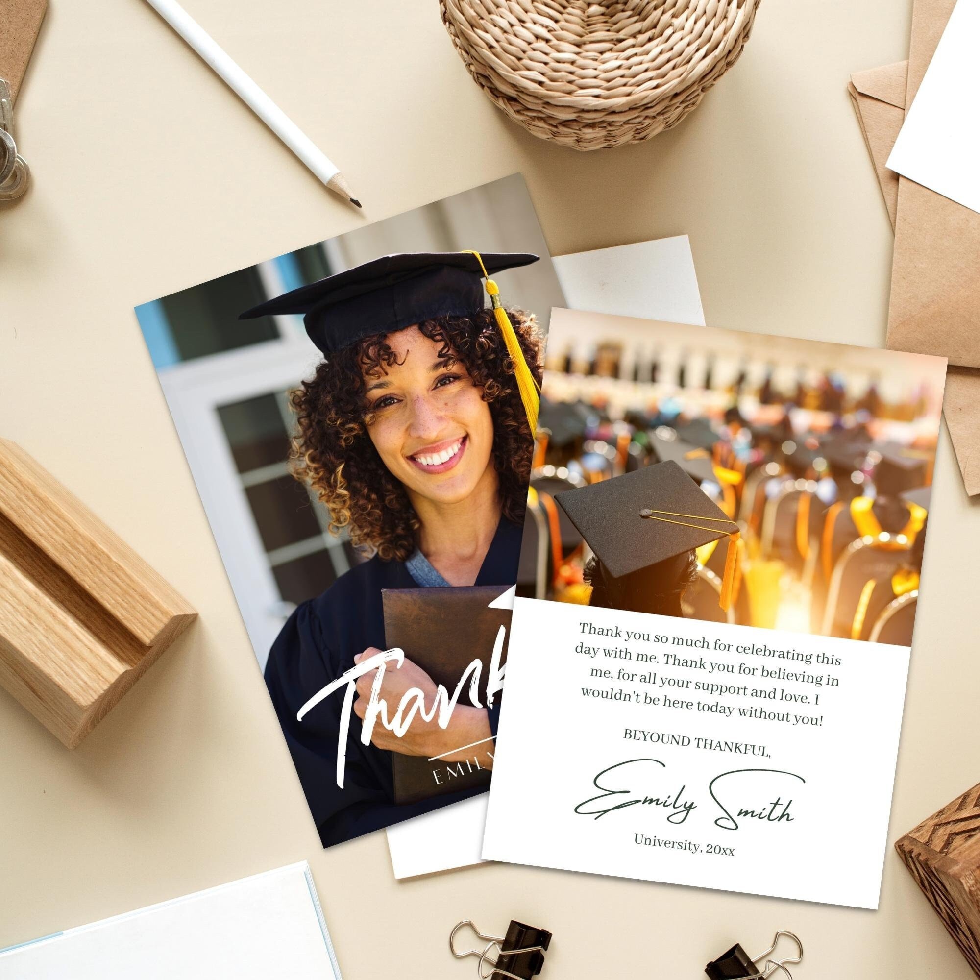 Graduation Thank You Card Template, Personalized Graduation Card With ...