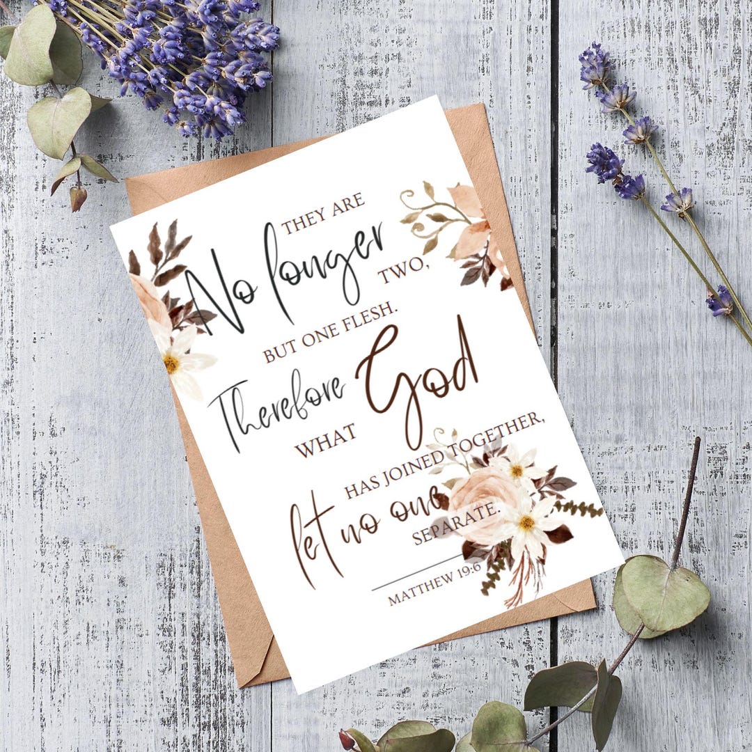 Printable Christian Wedding Card, Catholic Scripture Wedding Day ...