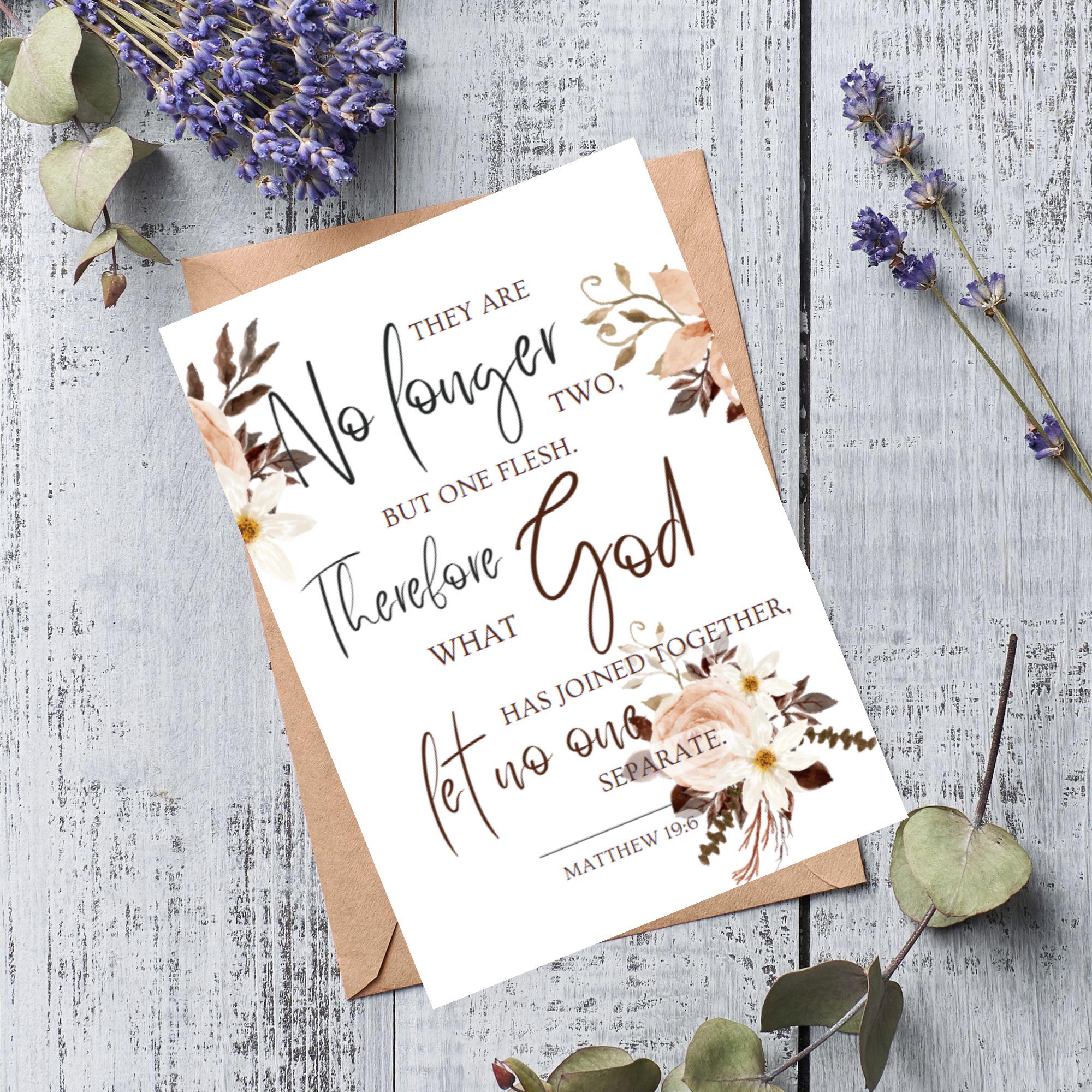 Printable Christian Wedding Card, Catholic Scripture Wedding Day Congratulations Card, Christian ...