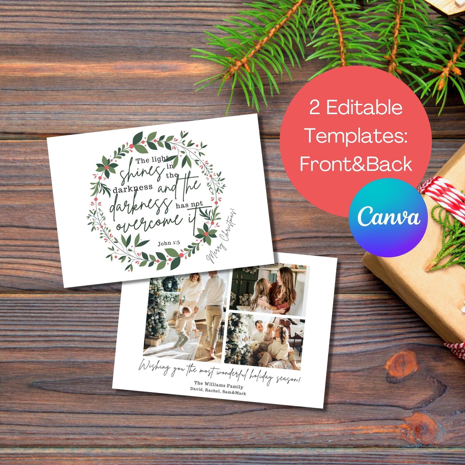 Editable Religious Christmas Cards With Photo, Christian Card Canva ...