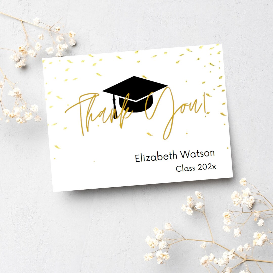 Folded Graduation Thank You Card Template, Personalized Graduation Card ...