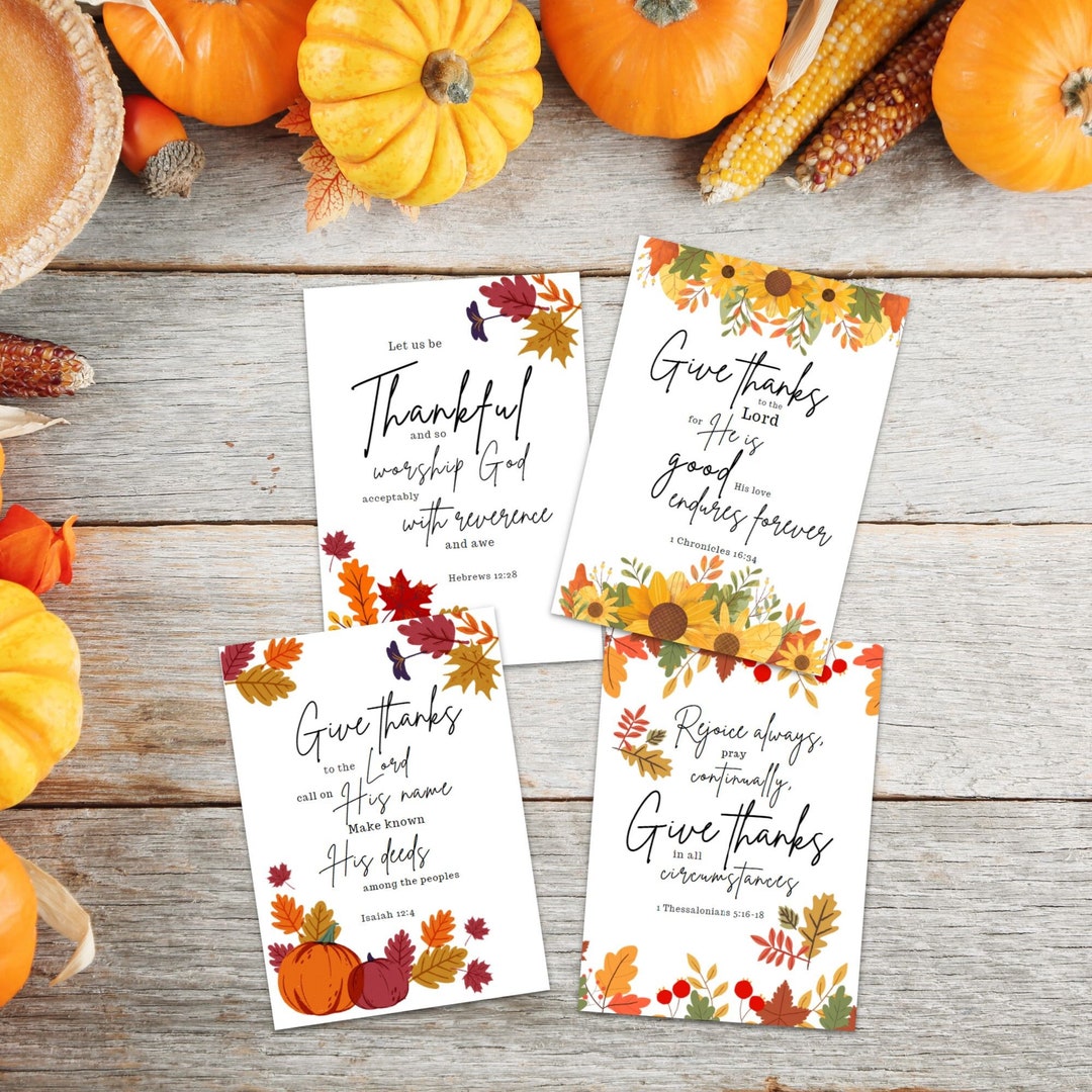Thanksgiving Scripture Cards: Christian Bible Verse, Printable Greeting ...