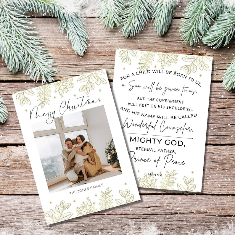 Christian Christmas Card Template With Photo, Religious Christmas Card ...