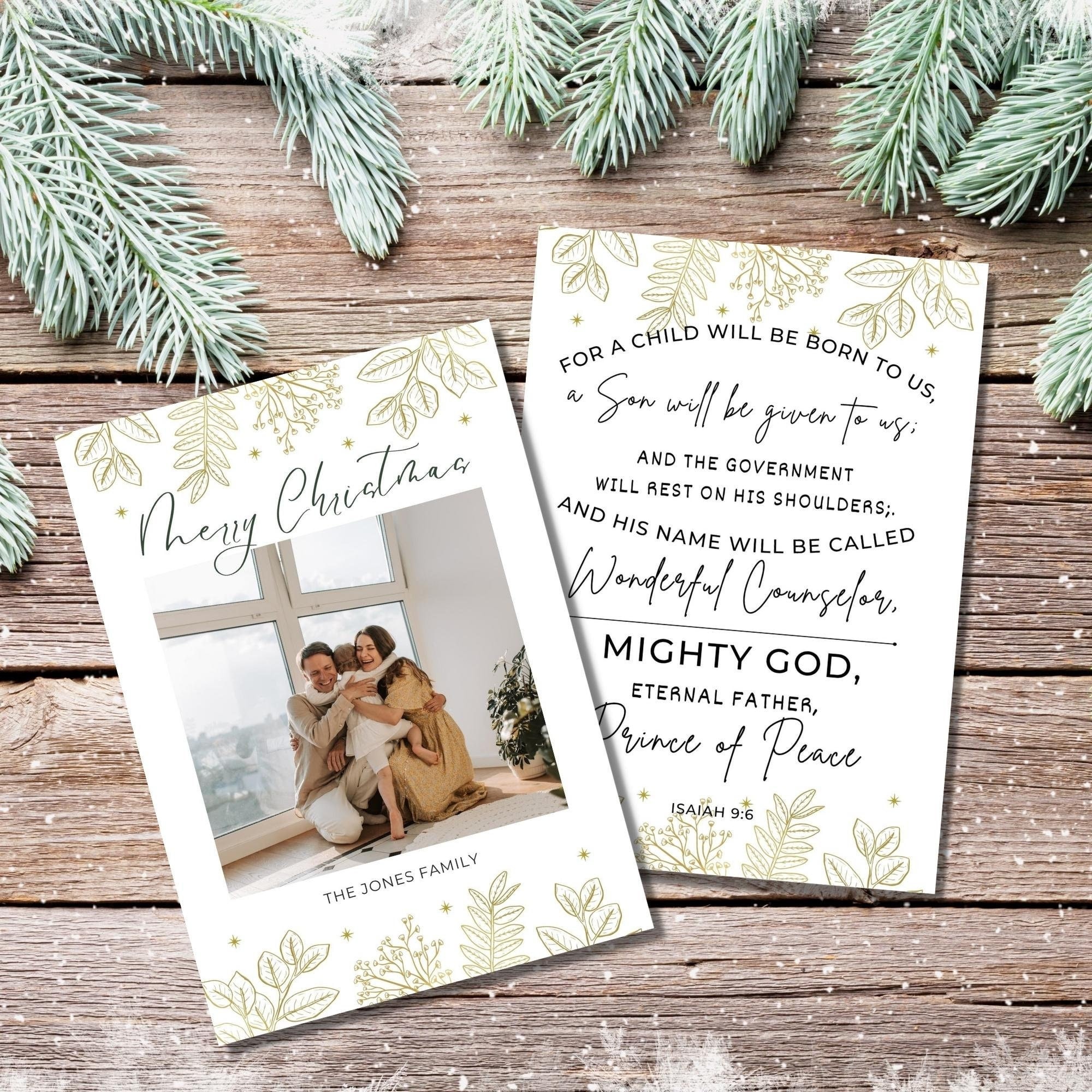 Christian Christmas Card Template With Photo, Religious Christmas Card ...
