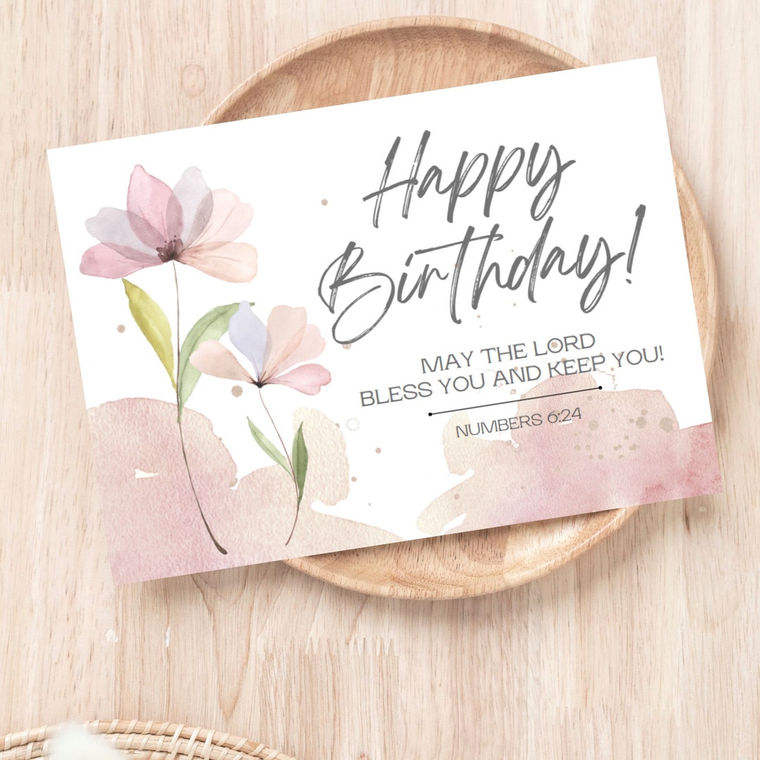 Printable Scripture Birthday Cards: Floral Christian Verse (digital ...