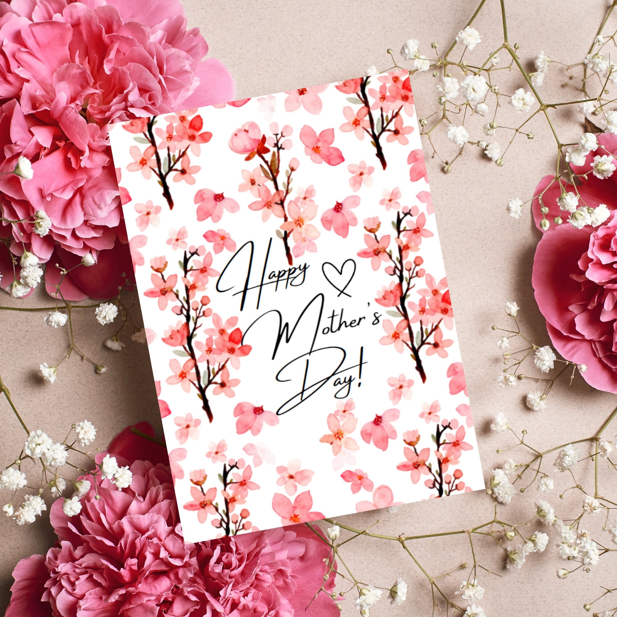 Mother's Day Cards Printable, Set of 4 Happy Mothers Day Folded Cards ...