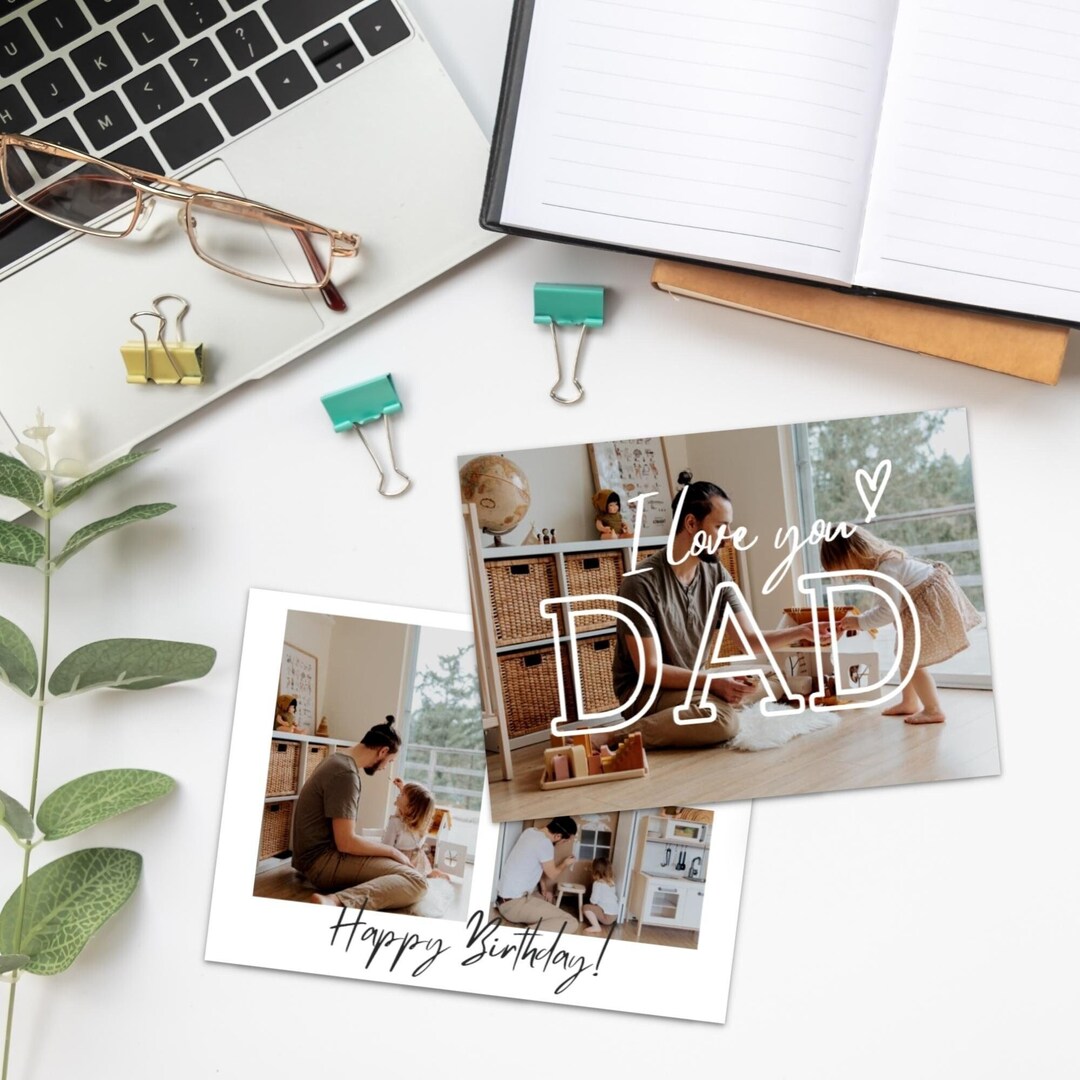 Personalized Photo Dad Birthday Card: Editable Father's Day Template ...