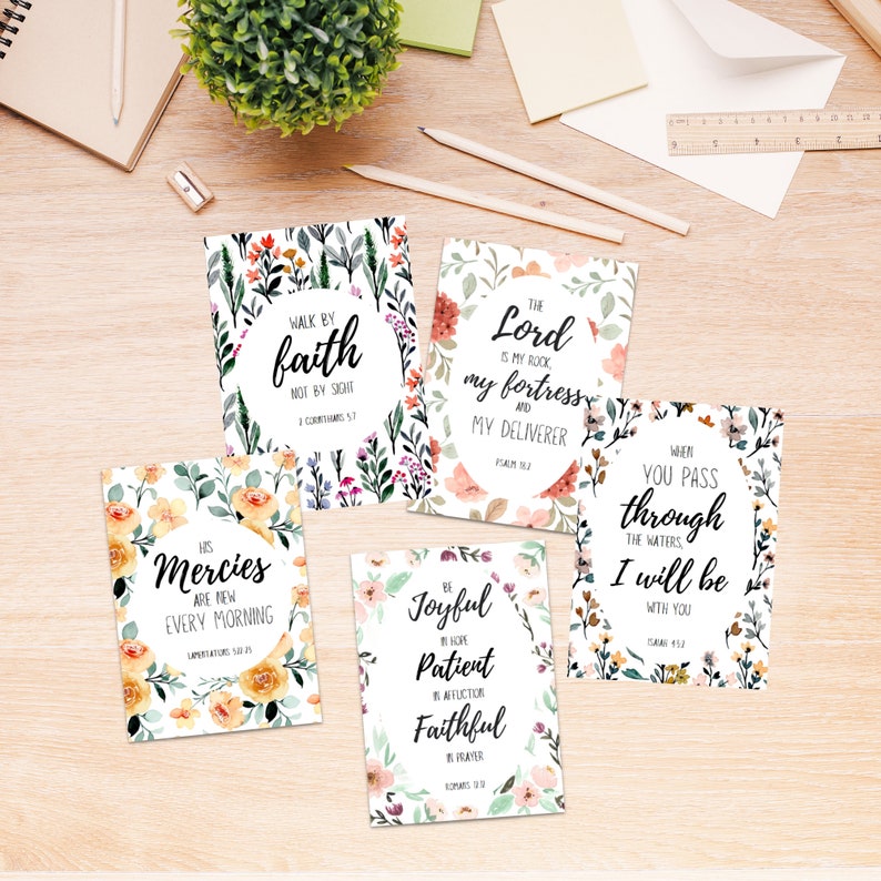 Printable Scripture Greeting Cards, Set of 5 Greeting Cards, Christian ...