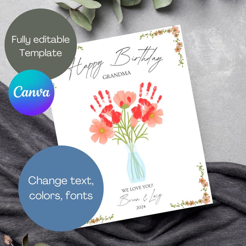 Editable Happy Birthday Handprint Craft From Kids, Personalized ...