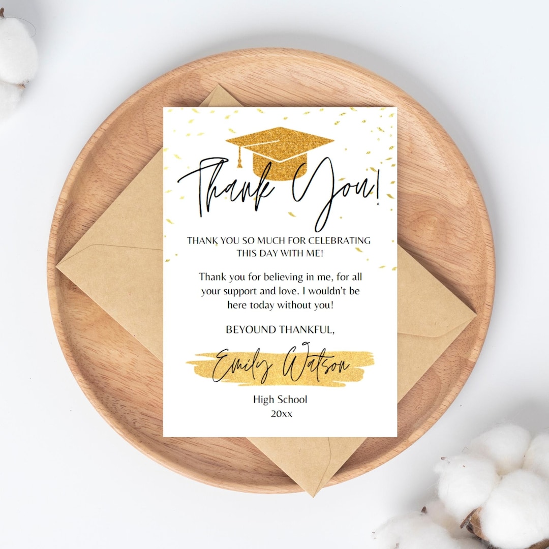 Graduation Thank You Card Template, Personalized Graduation Card With ...