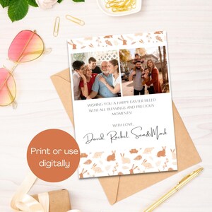 Printable Easter Family Card With Photo, Editable Easter Greeting Card ...