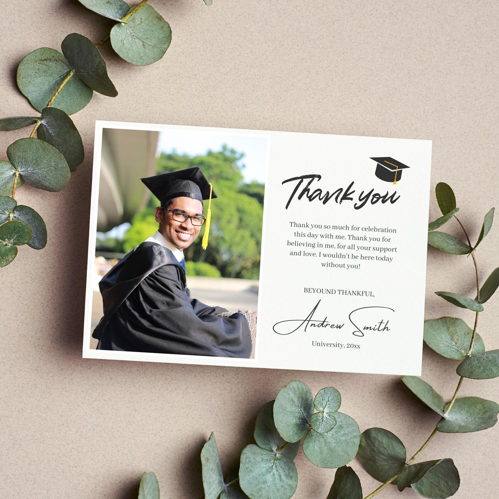 Graduation Thank You Card Template, Personalized Graduation Card With ...