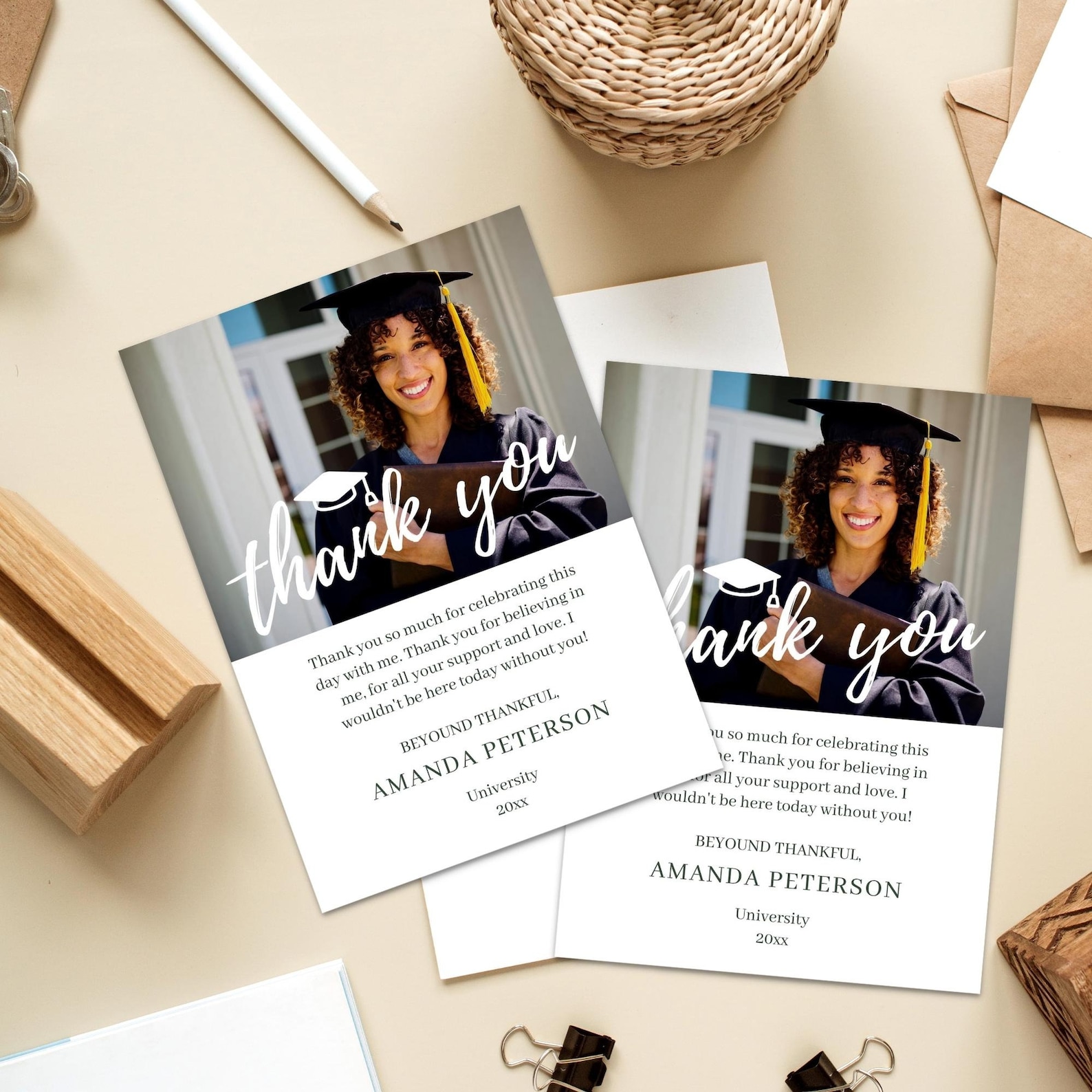 Graduation Thank You Card Template, Personalized Graduation Card With ...