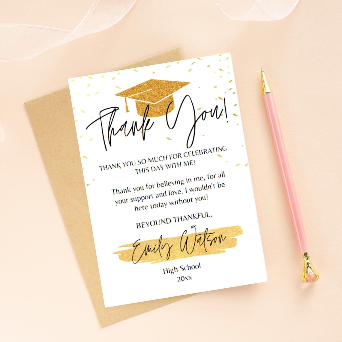 Graduation Thank You Card Template Personalized Graduation - Etsy
