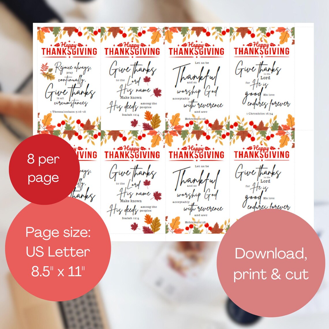 Scripture Thanksgiving Gift Tags: Christian Bible Verse (PDF Download ...