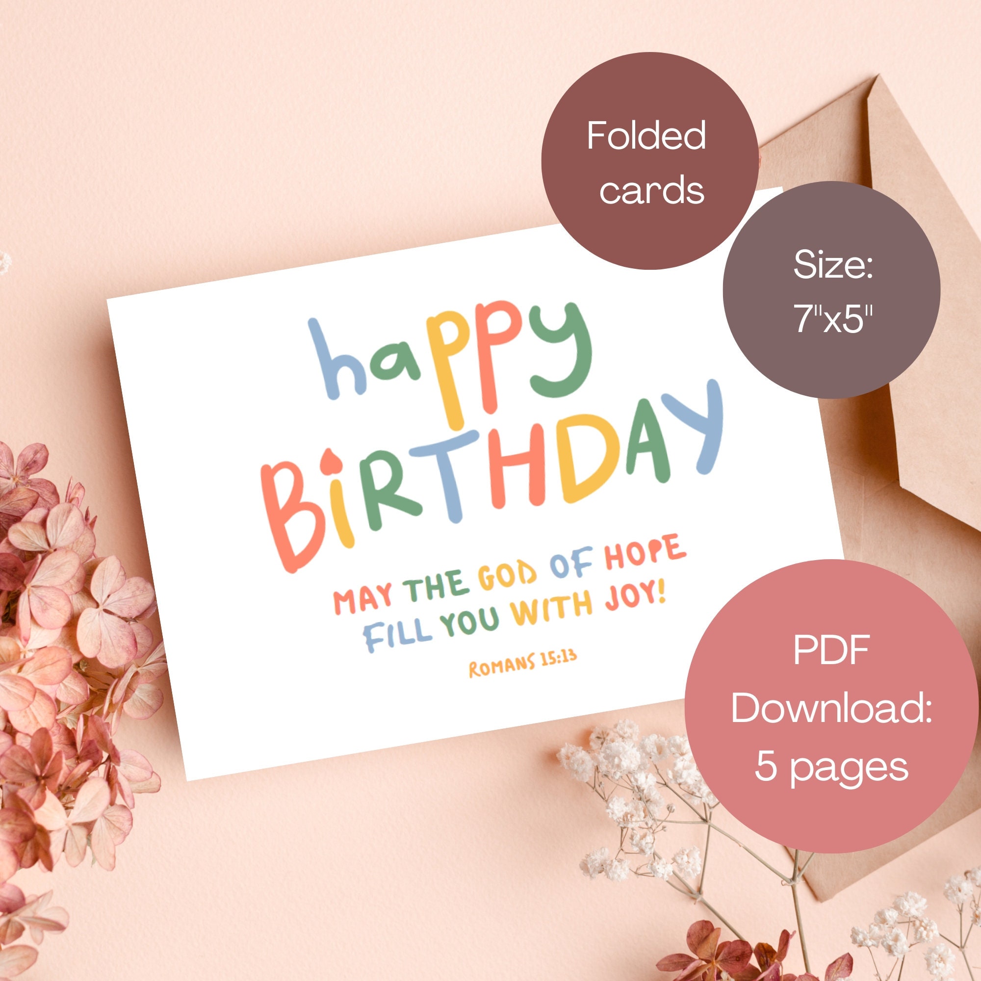 Printable Scripture Birthday Cards, Set of 4 Greeting Cards, Christian ...