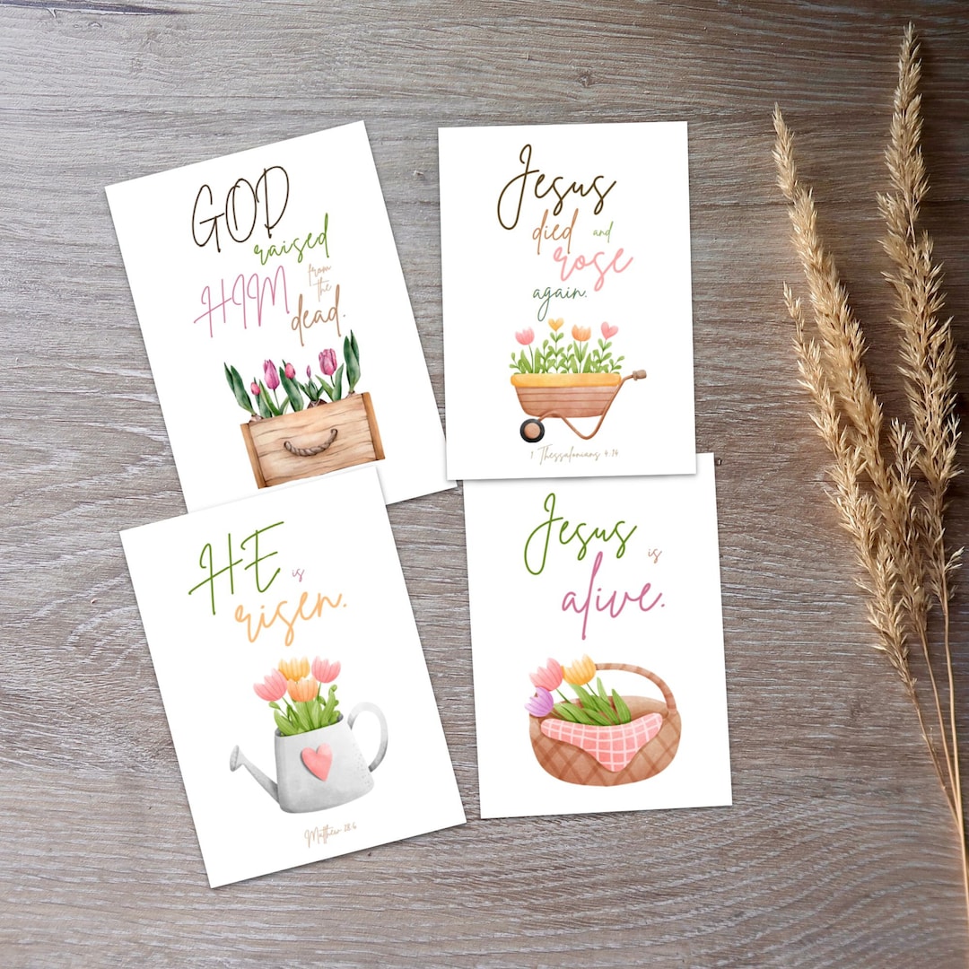 Set of 4 Scripture Easter Cards, Printable Cards, Christian Easter ...