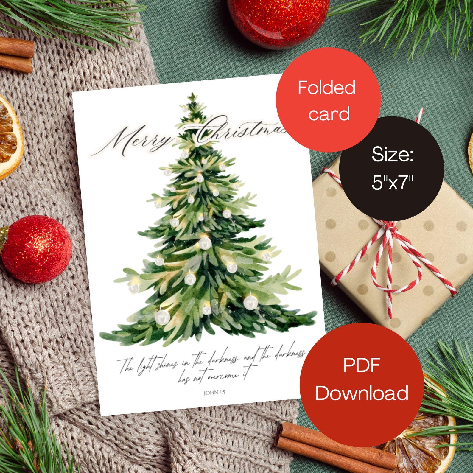 Printable Christian Christmas Card: Bible Verse, Handmade Design (PDF ...