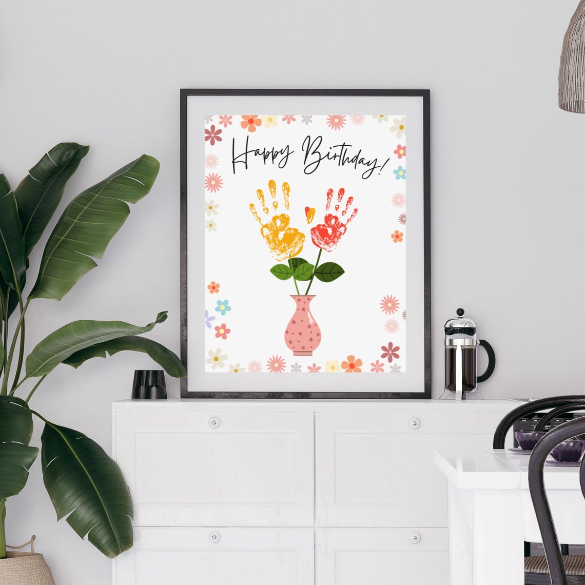 Printable Happy Birthday Handprint Craft, Handmade Birthday Craft for ...