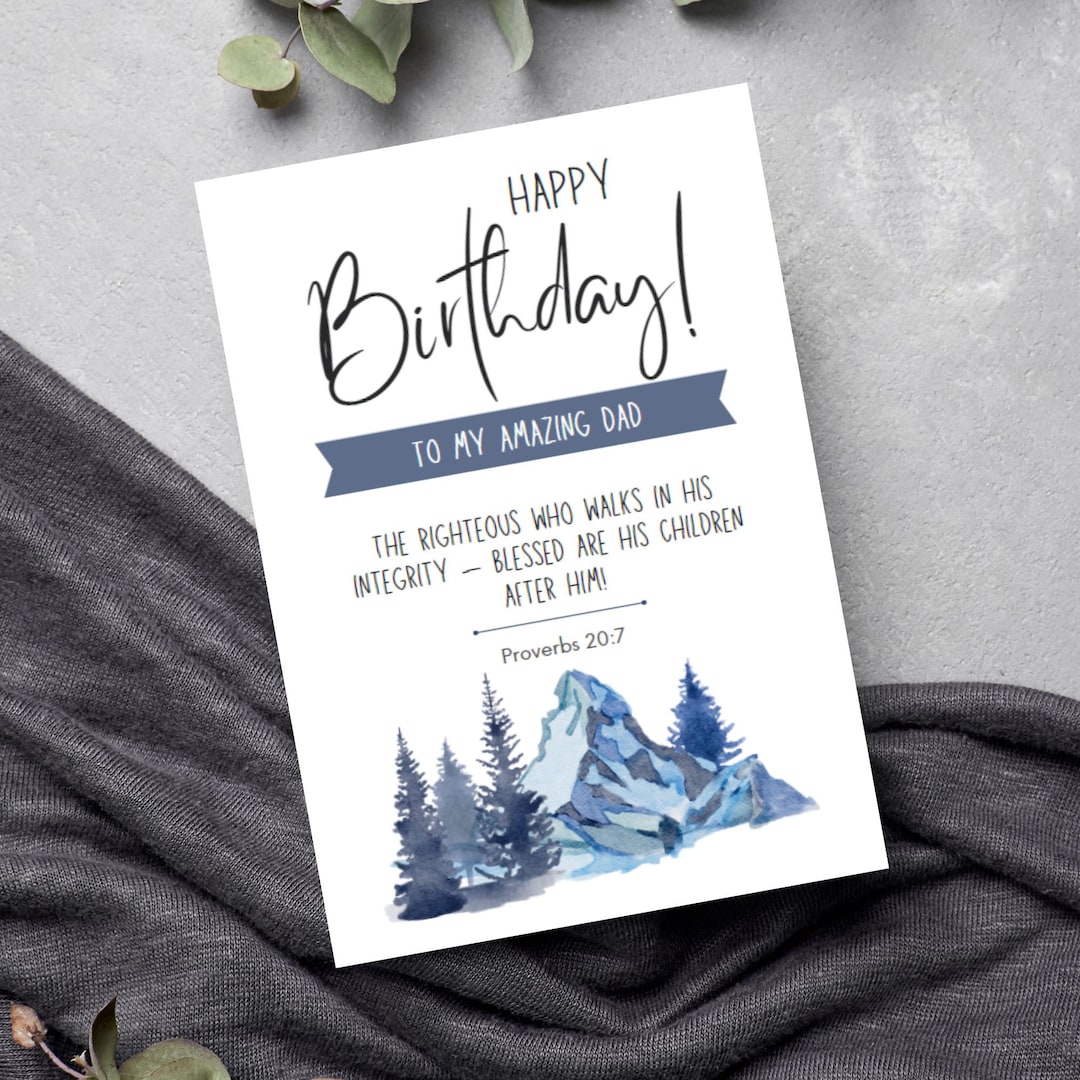 Printable Birthday Card for Dad: Scripture Bible Verse (PDF Download ...