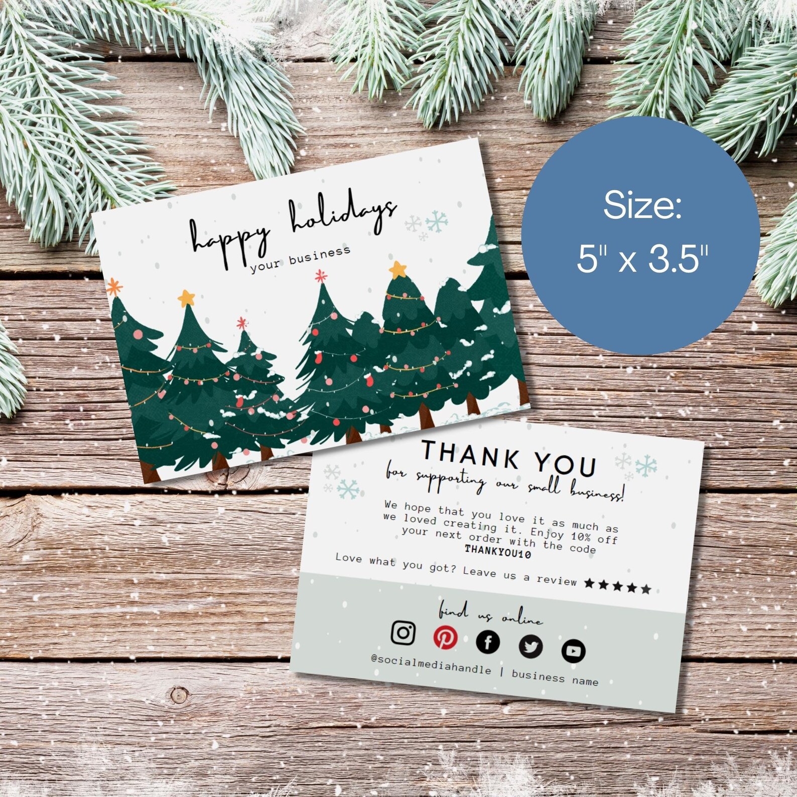 Holiday Business Thank You Card, Christmas Printable, Thanks for Your ...