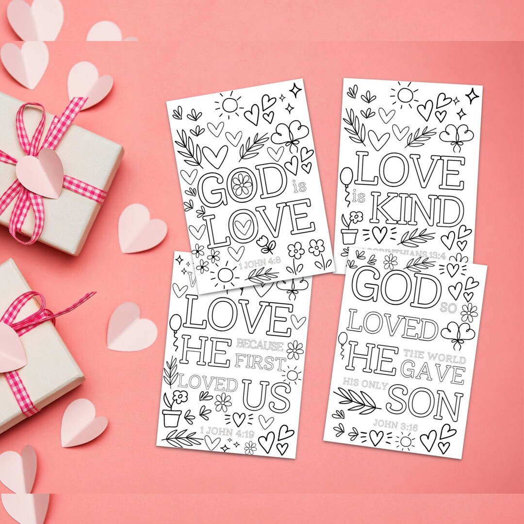 Scripture Valentine Coloring Cards: Christian Bible Verse (digital ...
