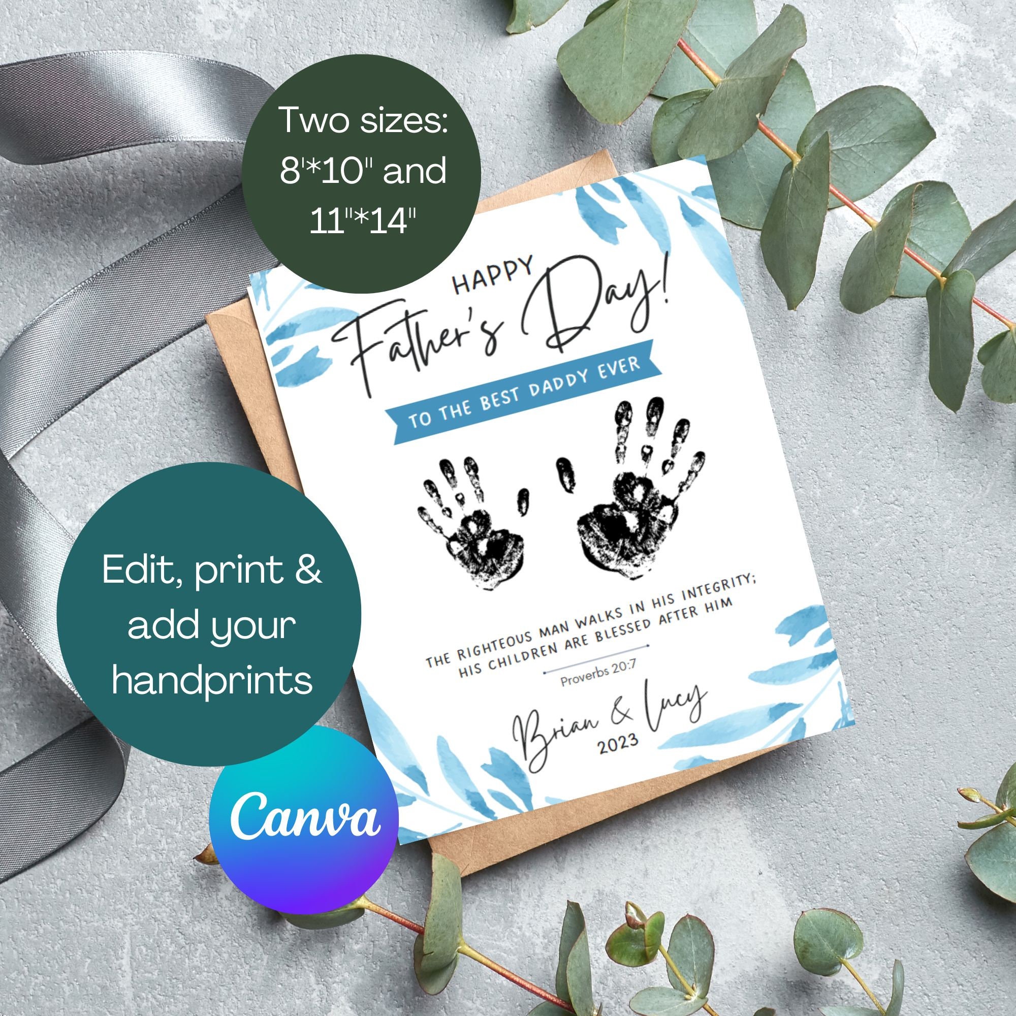 Editable Scripture Father's Day Handprint Craft - Etsy