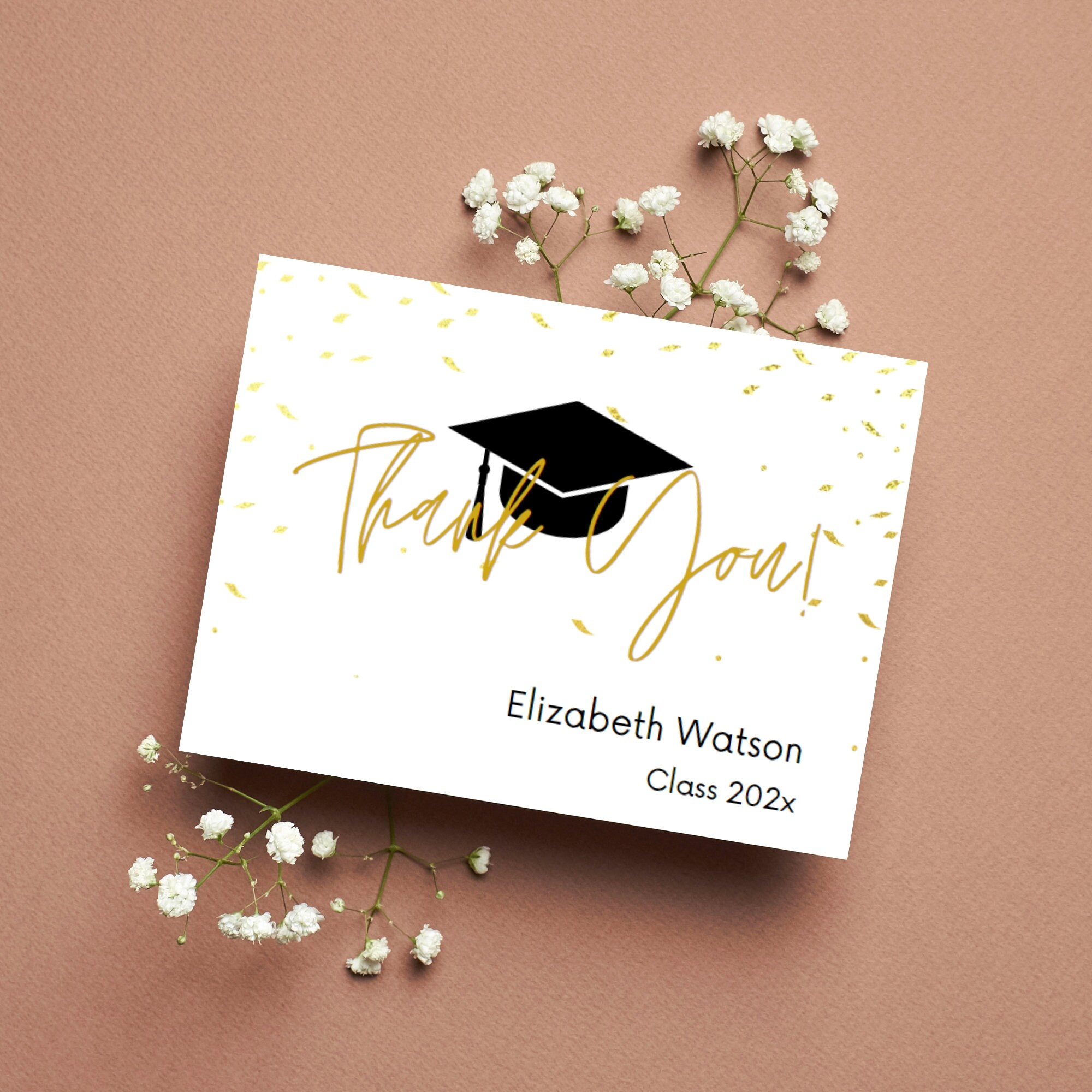 Personalized Graduation Thank You Card Template: Minimalist Design ...